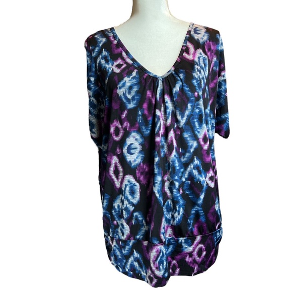 AB Studio | Tops | Ab Studio Euc Black Purple And Blue Pattern Top Size ...